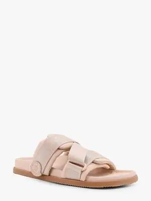 Moncler Mon Summer Leather Sandals With Nylon Details - Multicolor