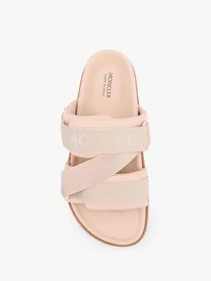 Moncler Mon Summer Leather Sandals With Nylon Details - Multicolor
