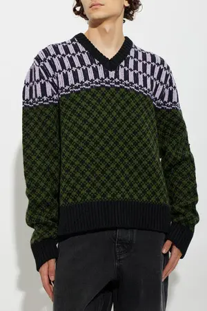 Marni Wool Sweater With Geometric And Checks Pattern