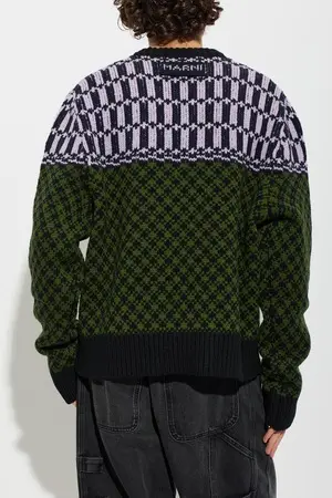 Marni Wool Sweater With Geometric And Checks Pattern