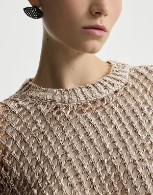 Brunello Cucinelli Silk And Linen Chiné Net Knit Dress - Nude