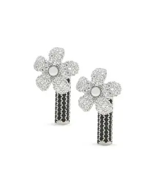 Loewe Flor Earrings In Sterling Silver And Crystals - Silver/clear