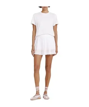 SPORTY  RICH Sporty & Rich Vendome Script Pleated Skirt