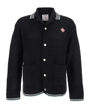 Casablanca Buttoned Ribbed Knit Cardigan