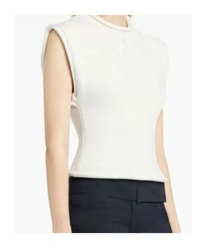 COURREGES Cropped Knit Sweater - White