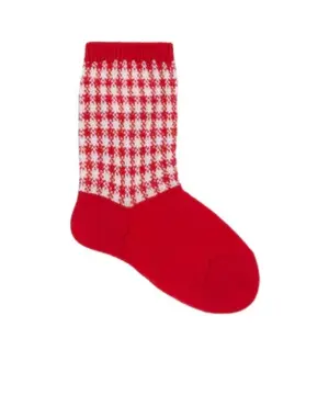 Gucci Baby Gingham Cotton Socks - Red