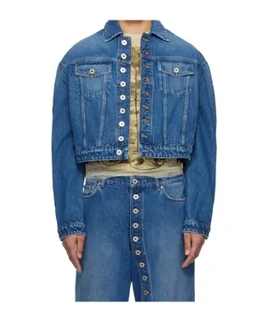 JEAN PAUL GAULTIER Cropped Denim Trucker Jacket