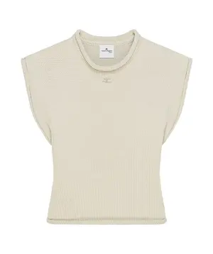 COURREGES Courrèges Cropped Knitted Tank Top Light Beige