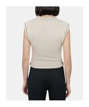COURREGES Courrèges Cropped Knitted Tank Top - Light Beige