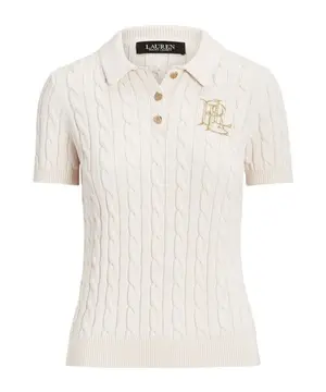 Ralph Lauren Cable Knit Polo Shirt - White
