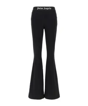 Palm Angels Logo-waistband Flared Leg Pants - Black