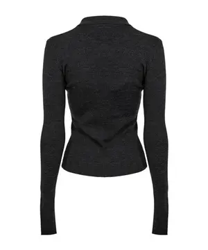 GANNI Polo Collar Knitwear With Logo Detail - Black