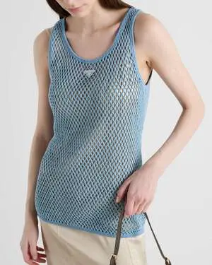 Prada Sleeveless Cotton Mesh Top