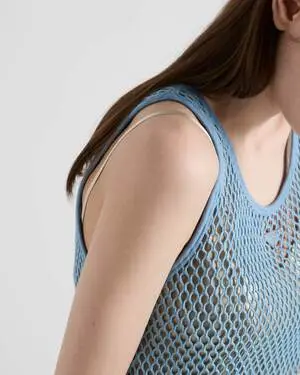 Prada Sleeveless Cotton Mesh Top