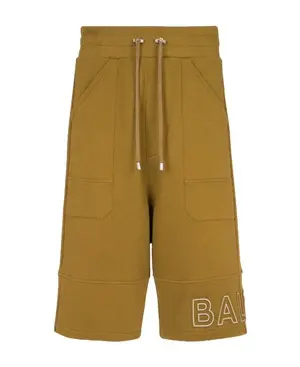 Balmain Reflective Logo Bermuda Shorts - Brown