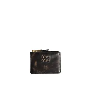 Miu Miu Nappa Leather Card Holder - Brown