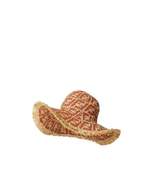 Fendi Ff Raffia Sun Hat - Red