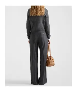 Prada Re-cashmere Turtleneck Sweater With Ribbed Details - Limestone Ash