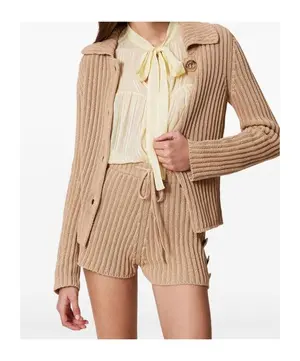 TWINSET Ribbed Knit Shorts With Button Detail - No