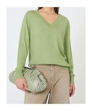 Max Mara Wool, Silk, And Cashmere V-neck Sweater
