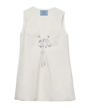 Prada Sleeveless V-neck Mini Dress With Tie Detail