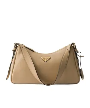 Prada Aimée Medium Leather Shoulder Bag - Sand-colored