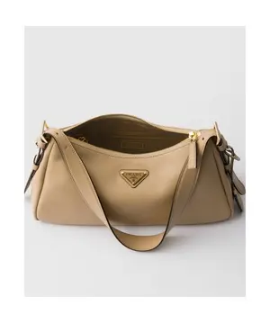 Prada Medium Leather Shoulder Bag - Sand