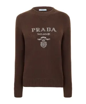 Prada Crew Neck Logo Sweater - Green