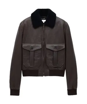 Saint Laurent Long-sleeved Leather Jacket