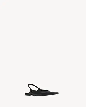 Saint Laurent Anne-marie Slingback Flats In Smooth Leather - Black