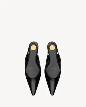 Saint Laurent Anne-marie Slingback Flats In Smooth Leather - Black