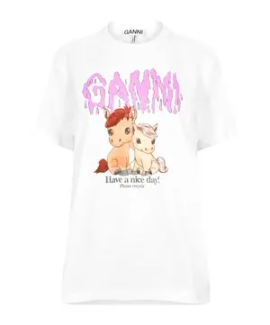 GANNI Logo Crew Neck T-shirt - White