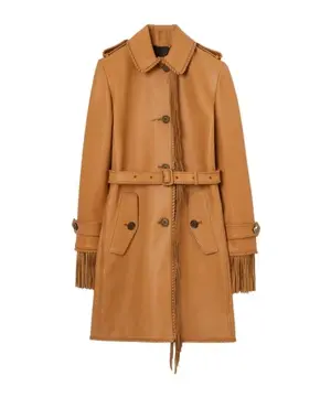 Burberry Short Fringed Leather Car Coat