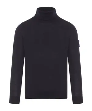 Stone Island Logo Patch Roll-neck Jumper - Black