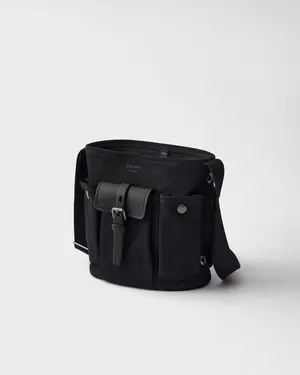 Prada Route Mini Canvas And Leather Bucket Bag