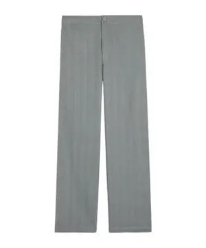 TOD'S Herringbone Drawstring Linen Trousers - Grey