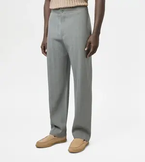 TOD'S Herringbone Drawstring Linen Trousers