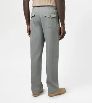 TOD'S Herringbone Drawstring Linen Trousers