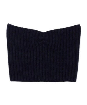 Prada Strapless Ribbed Knit Top With Mother Of Pearl Pendant