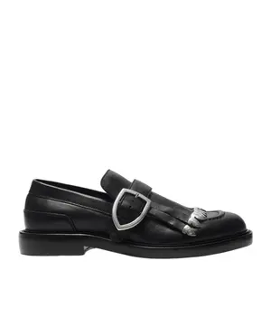 Burberry Cobble Loafers With Equestrian Knight Logo Detailing - Black