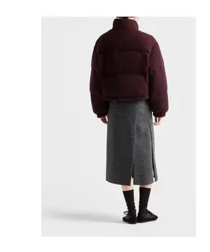 Prada Cropped Cashmere And Wool Down Jacket - Ebony/amaranth Red