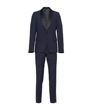 Prada Single-breasted Wool And Mohair Tuxedo - Blue/black