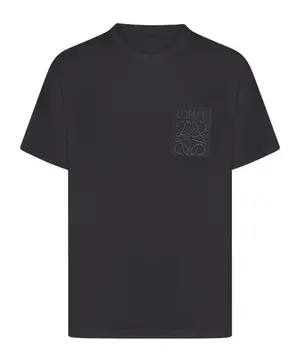 Loewe Logo Embroidered Crewneck T-shirt - Black
