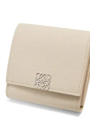 Loewe Anagram Compact Flap Wallet In Pebble Grain Calfskin