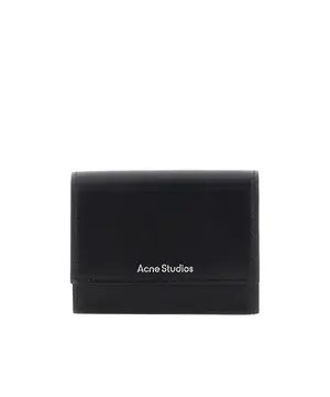 Acne Studios Logo Detailed Trifold Wallet - Black