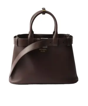 Prada Buckle Small Leather Handbag With Belt - Black