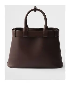 Prada Buckle Small Leather Handbag With Belt - Black