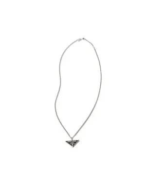 Prada Silver Pendant Necklace - Black