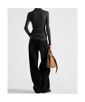 Prada Superfine Wool Ribbed Turtleneck Sweater - Dark Gray