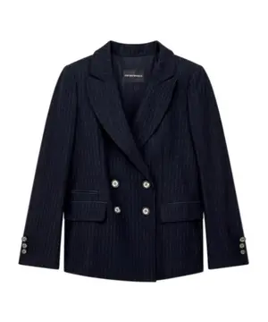 Emporio Armani Double-breasted Pinstripe Wool-blend Blazer
